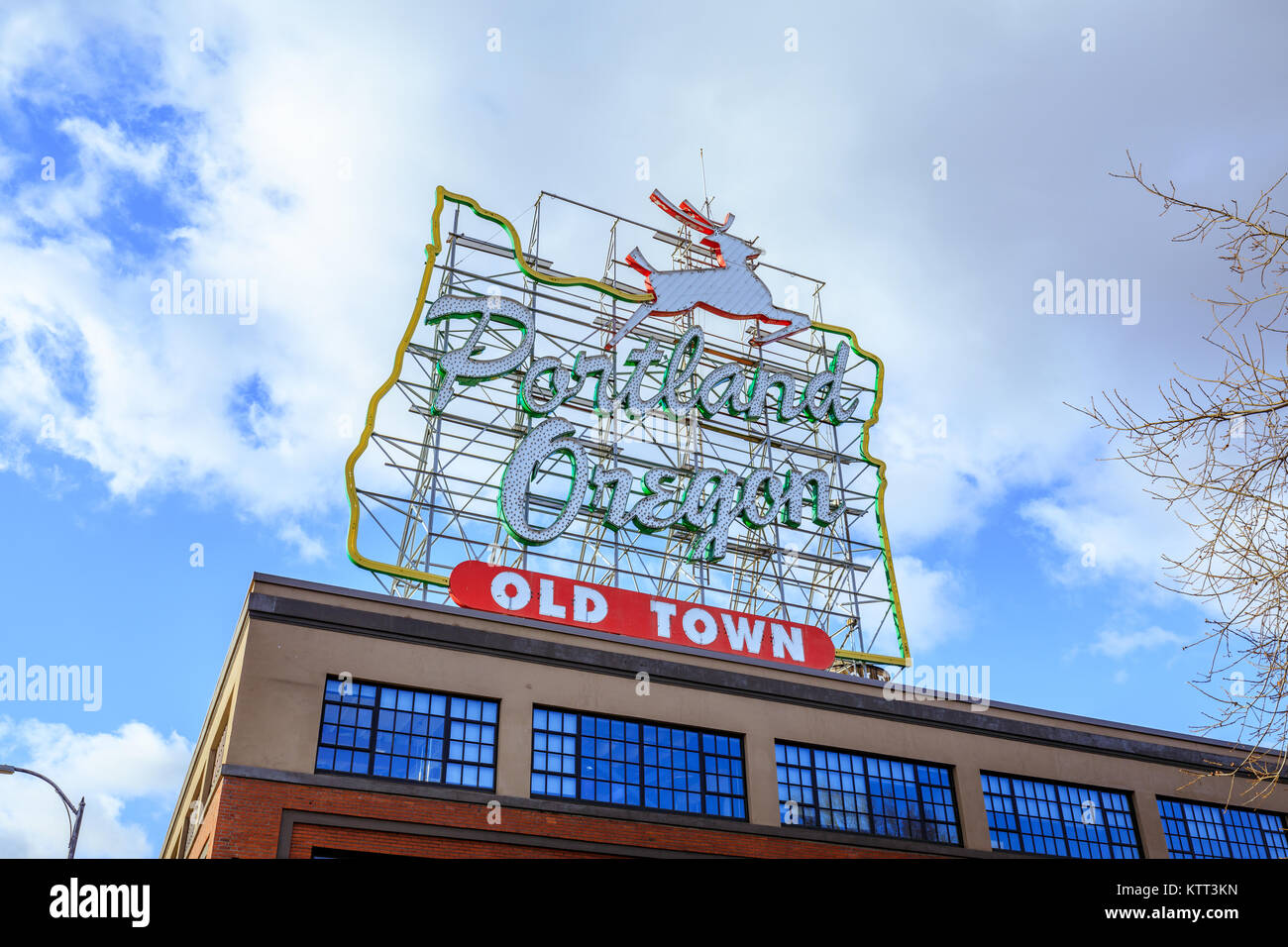 Portland white stag sign hi-res stock photography and images - Alamy