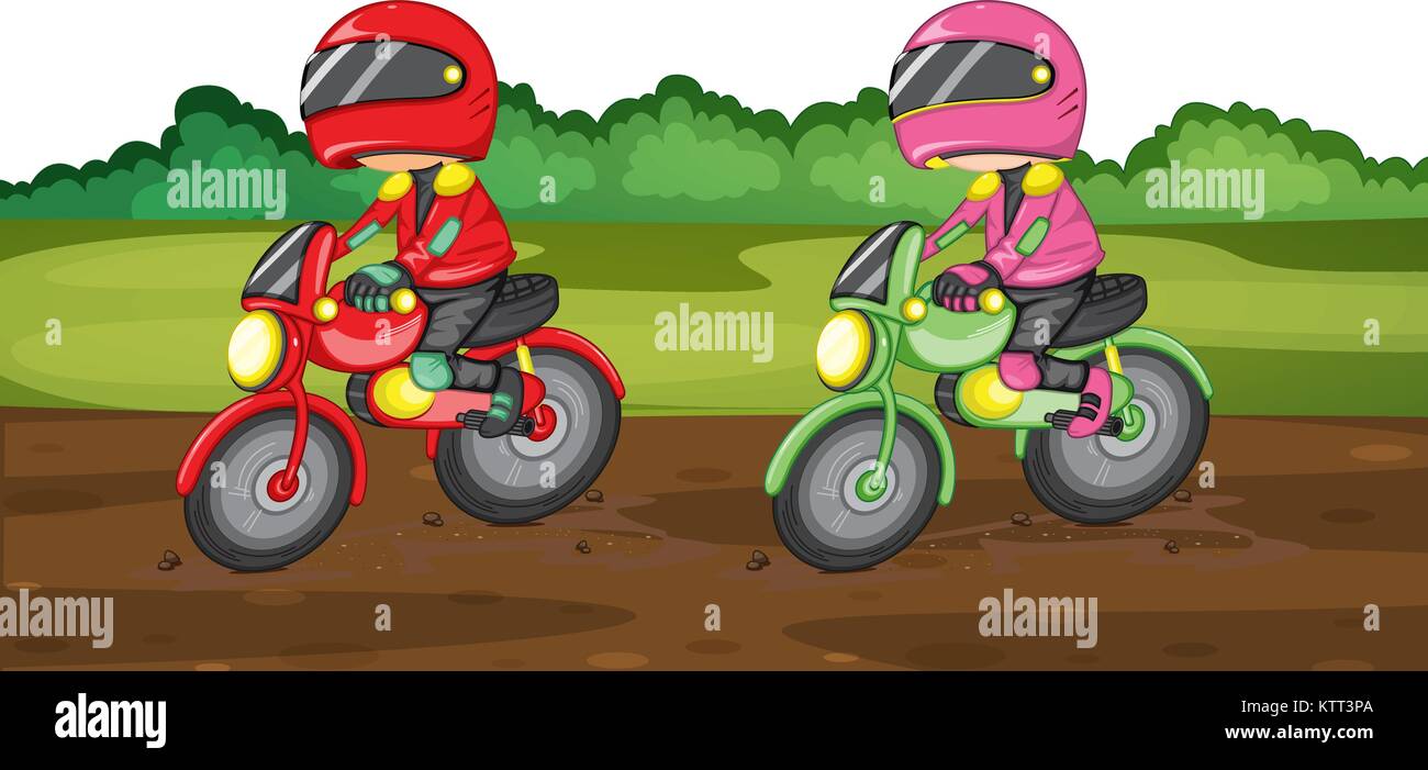 Illustration of people racing dirtbikes Stock Vector Image & Art - Alamy