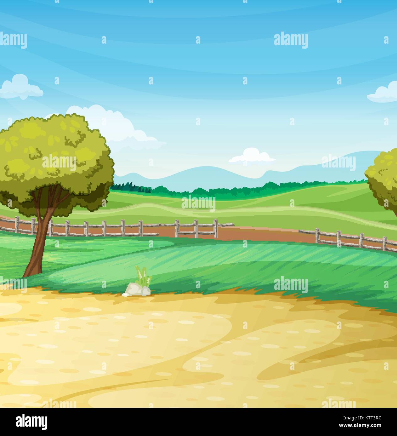 Empty farm scene landscape illustration Stock Vector Image & Art - Alamy