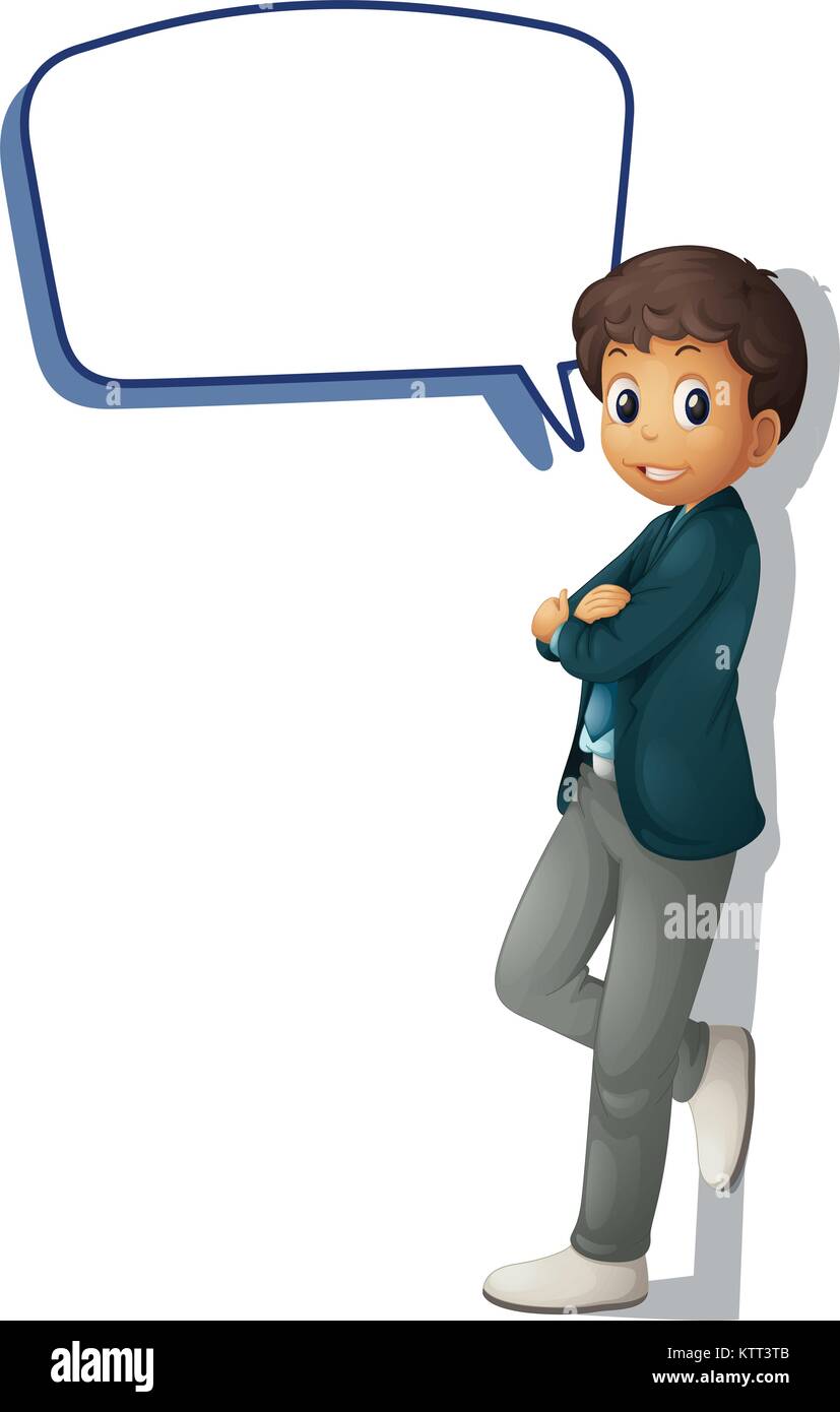illustration of a boy and call out on a white background Stock Vector ...