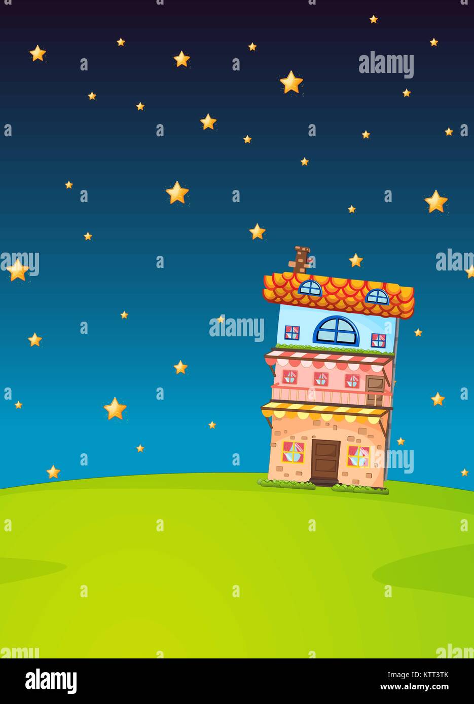 illustration of a building in the night Stock Vector Image & Art - Alamy