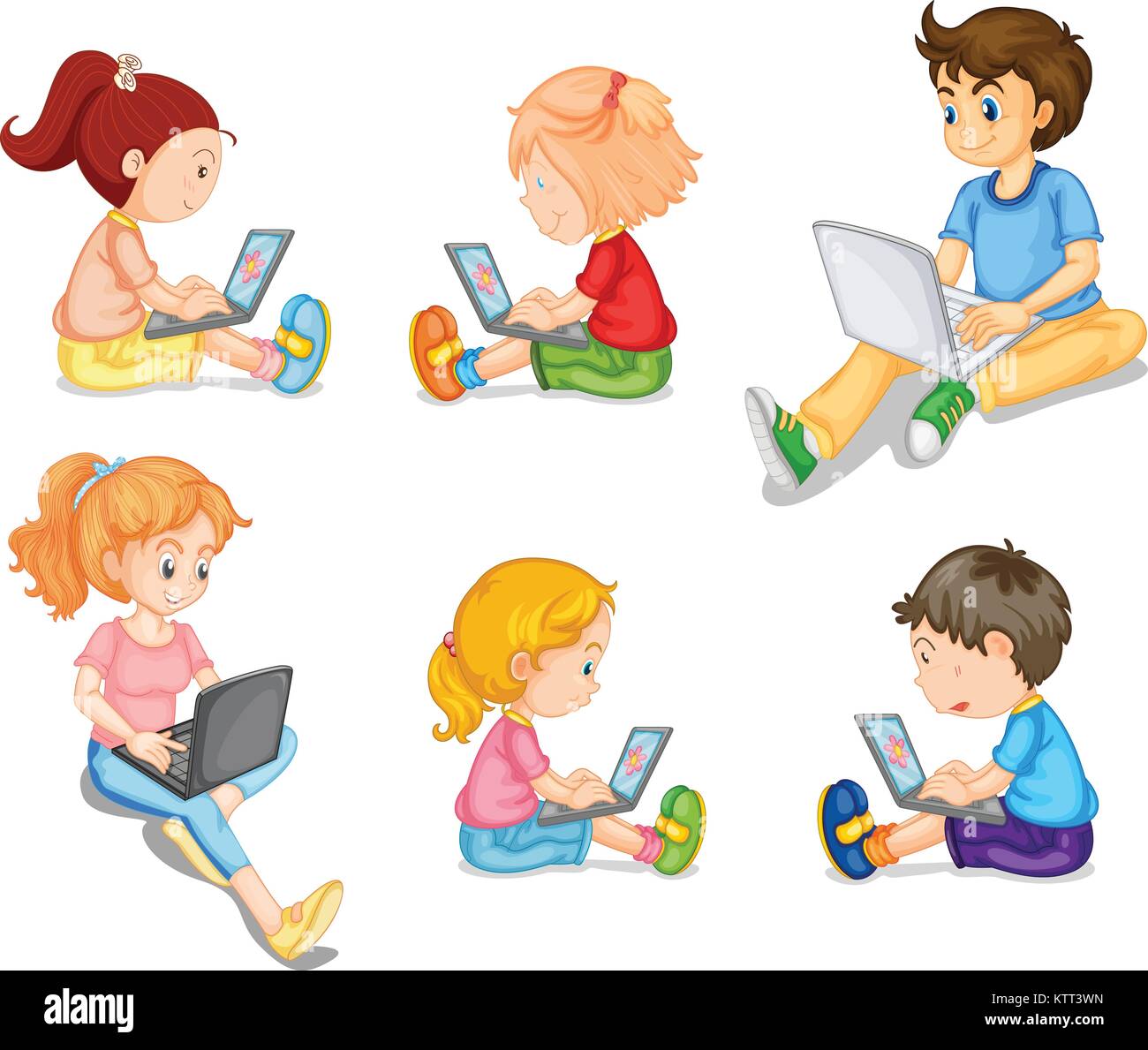 Kids on computer monitor Stock Vector Images - Alamy