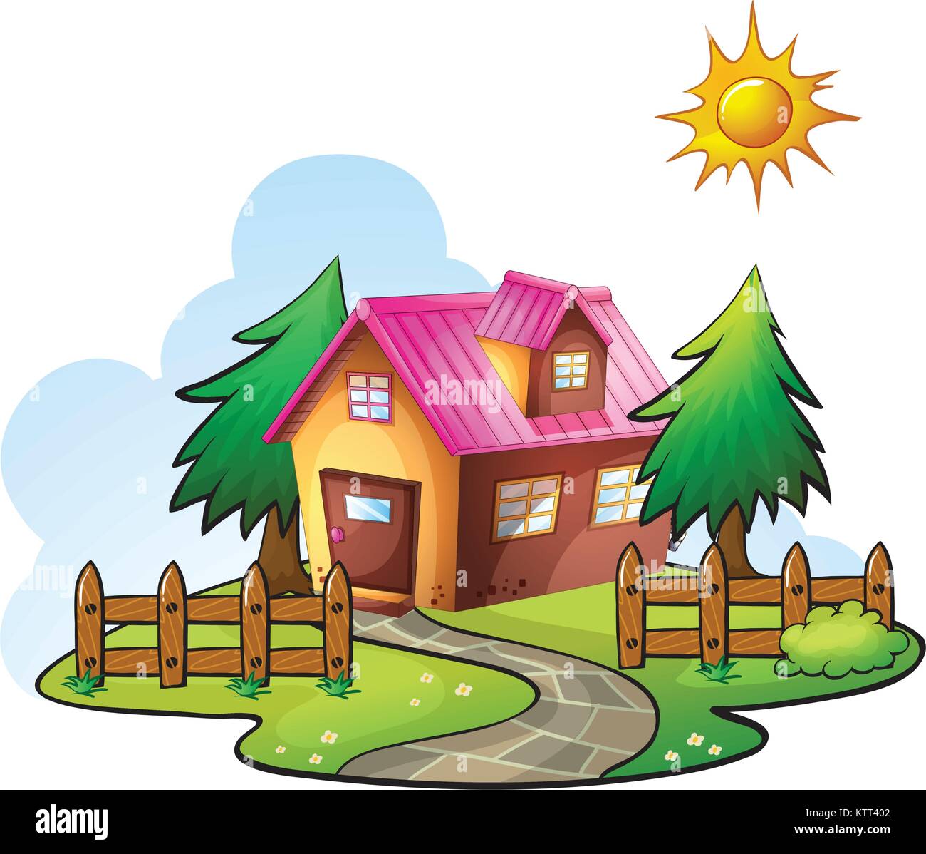 illustration of a house in a beautiful nature Stock Vector Image & Art ...