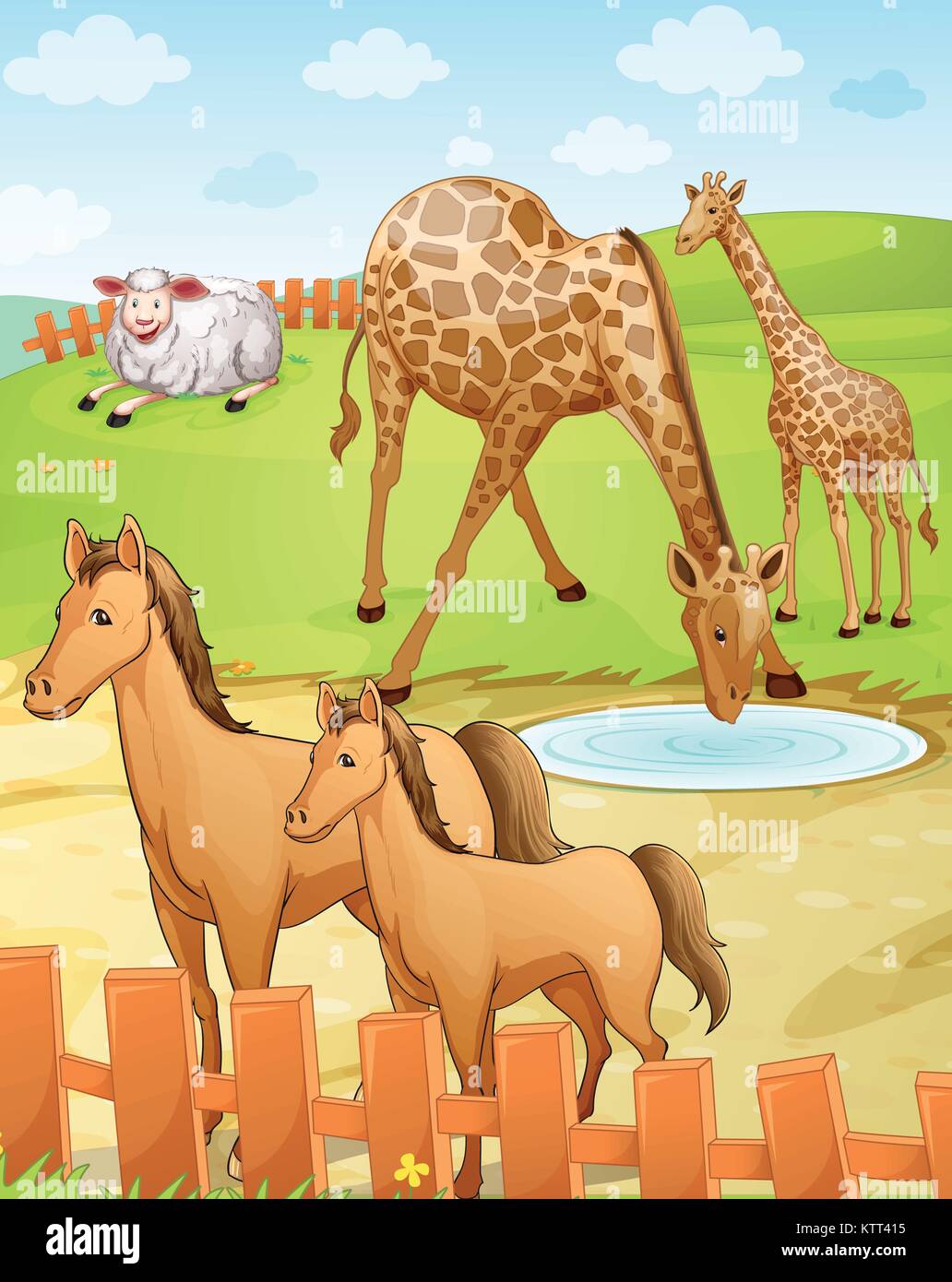 illustration of group of various animals in nature Stock Vector Image ...