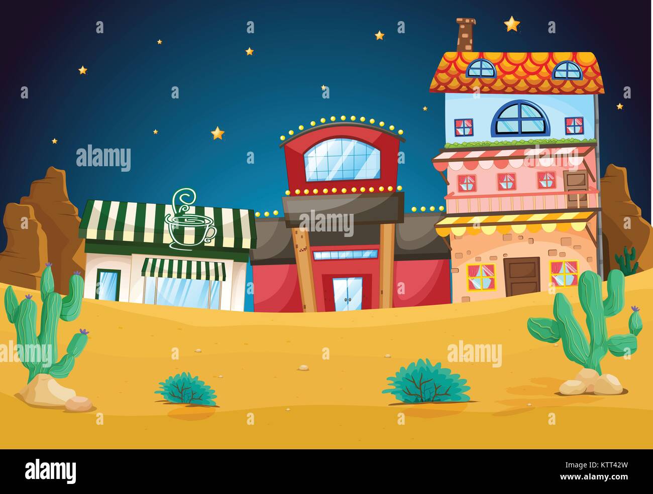 illustration of a various buildings in night Stock Vector Image & Art ...