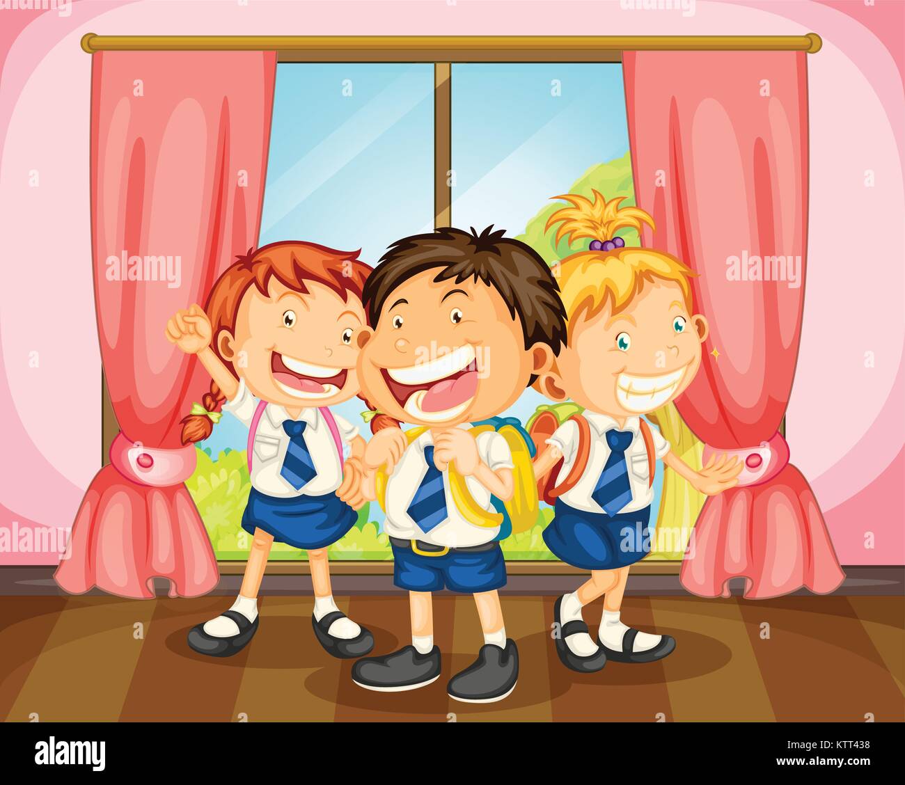illustration of a kids in room near a window Stock Vector Image & Art ...