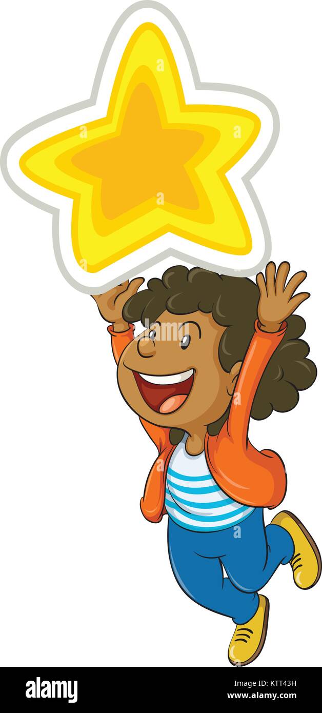 illustration of a girl holding a big star Stock Vector Image & Art - Alamy