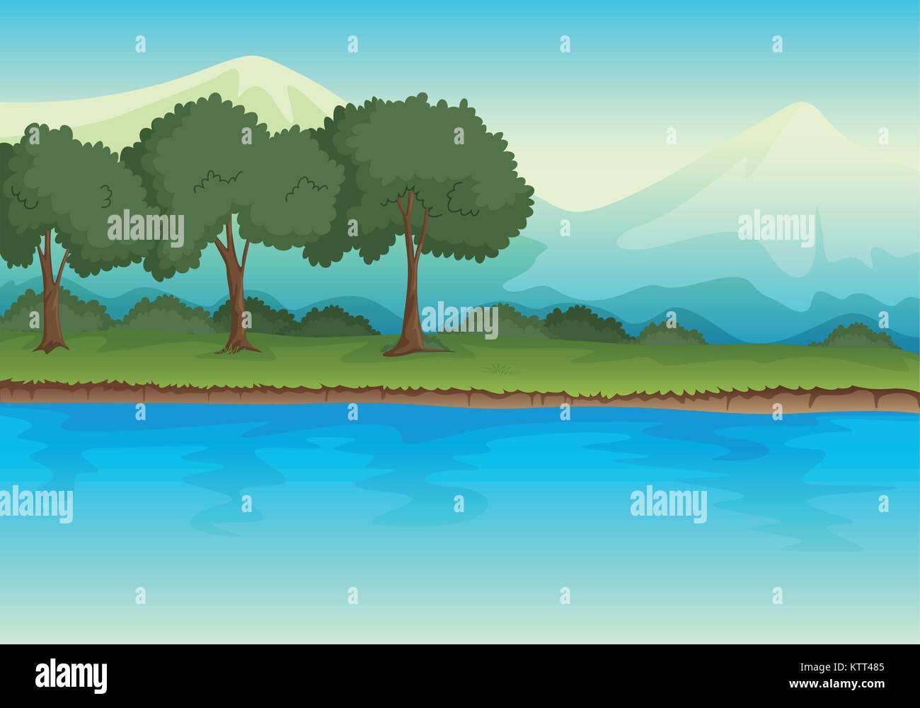 illustration of a river in a beautiful nature Stock Vector Image & Art ...