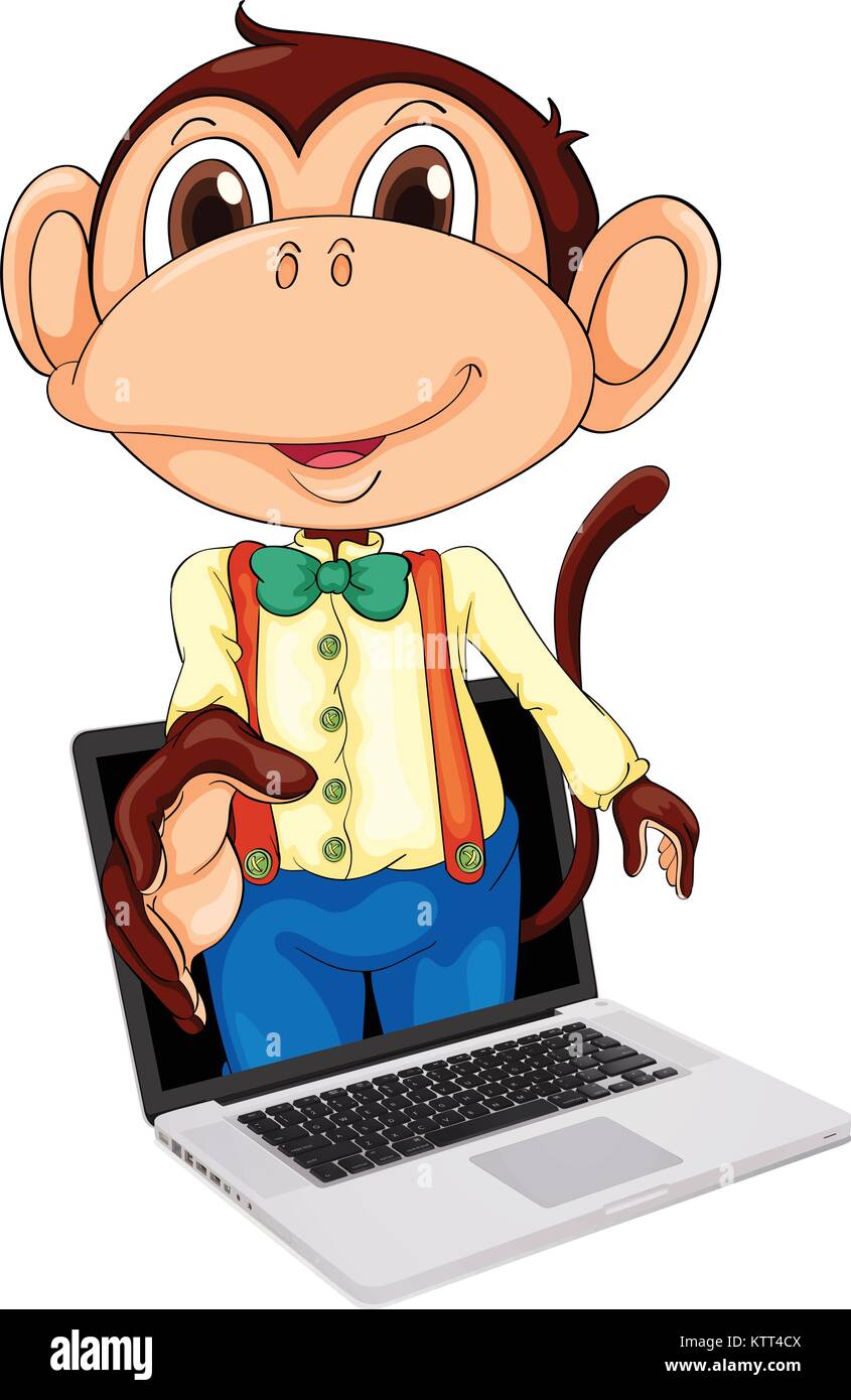 Illustration of a monkey coming out of a notebook Stock Vector Image ...