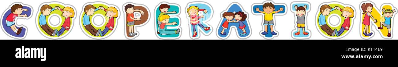 illustration of english word cooperation on a white background Stock ...