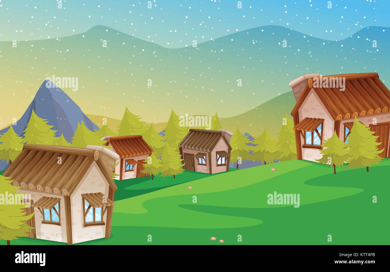 illustration of a colony of houses in nature Stock Vector Image & Art ...