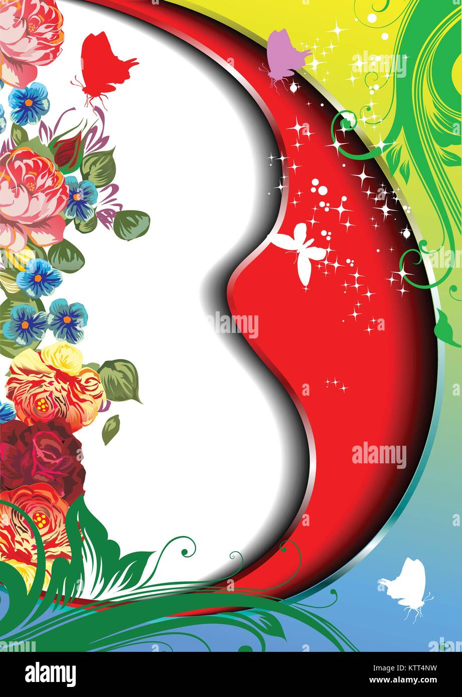 Floral spring background. Vector illustration. Invitation card Stock ...