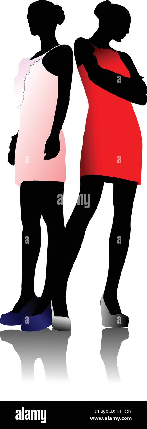 Two women silhouettes. Vector illustration Stock Vector Image & Art - Alamy