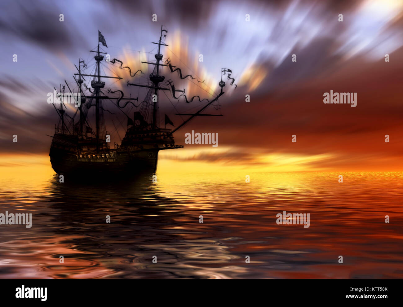 Conceptual Phantom ship out at sea Stock Photo - Alamy