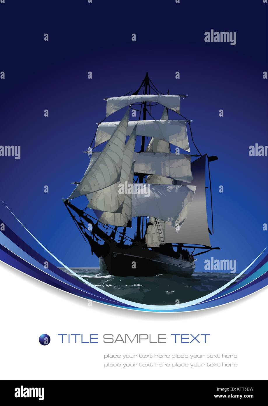 Marine background with sail ship. Vector illustration Stock Vector ...