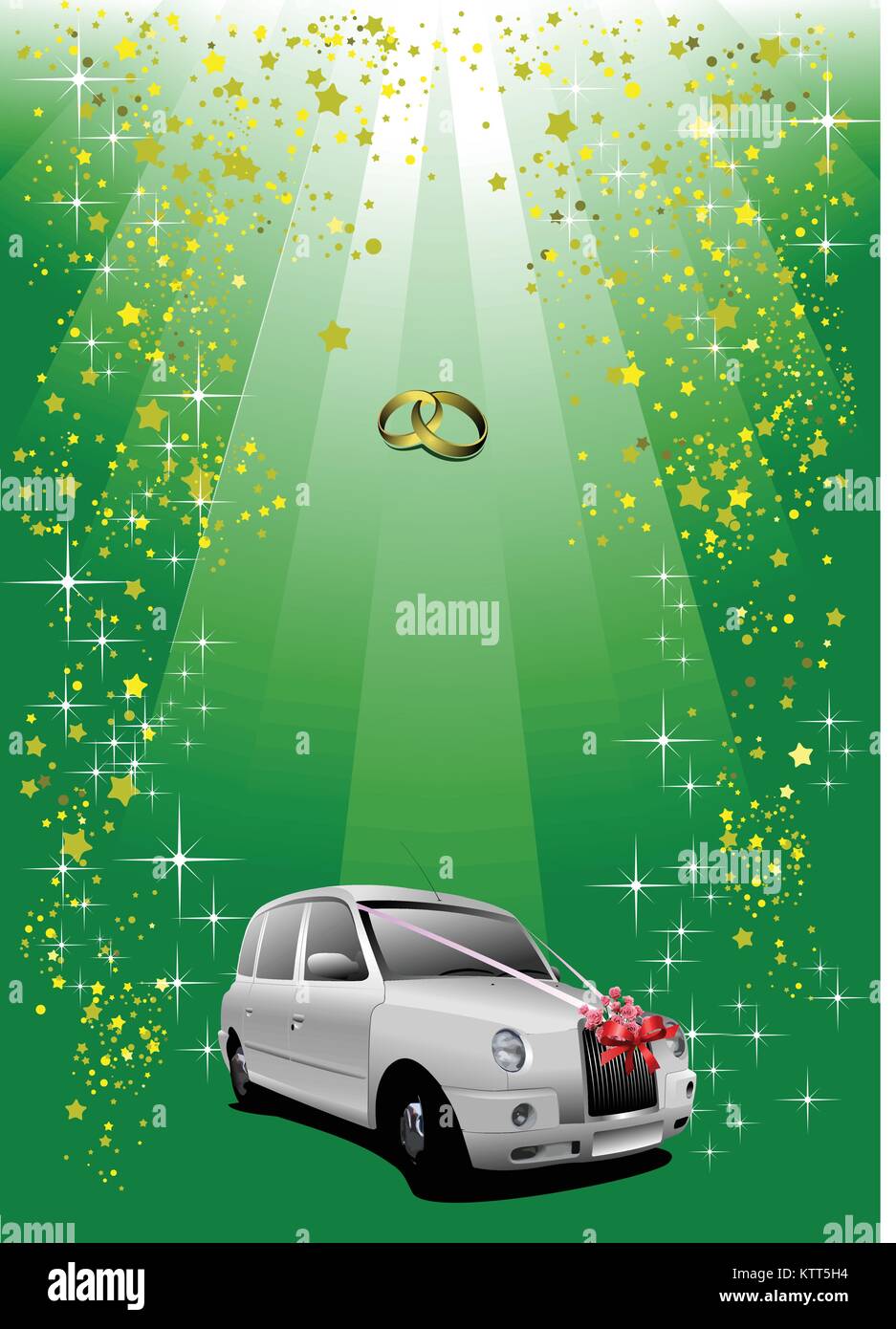 Wedding white car on green background. Vector illustration Stock Vector ...