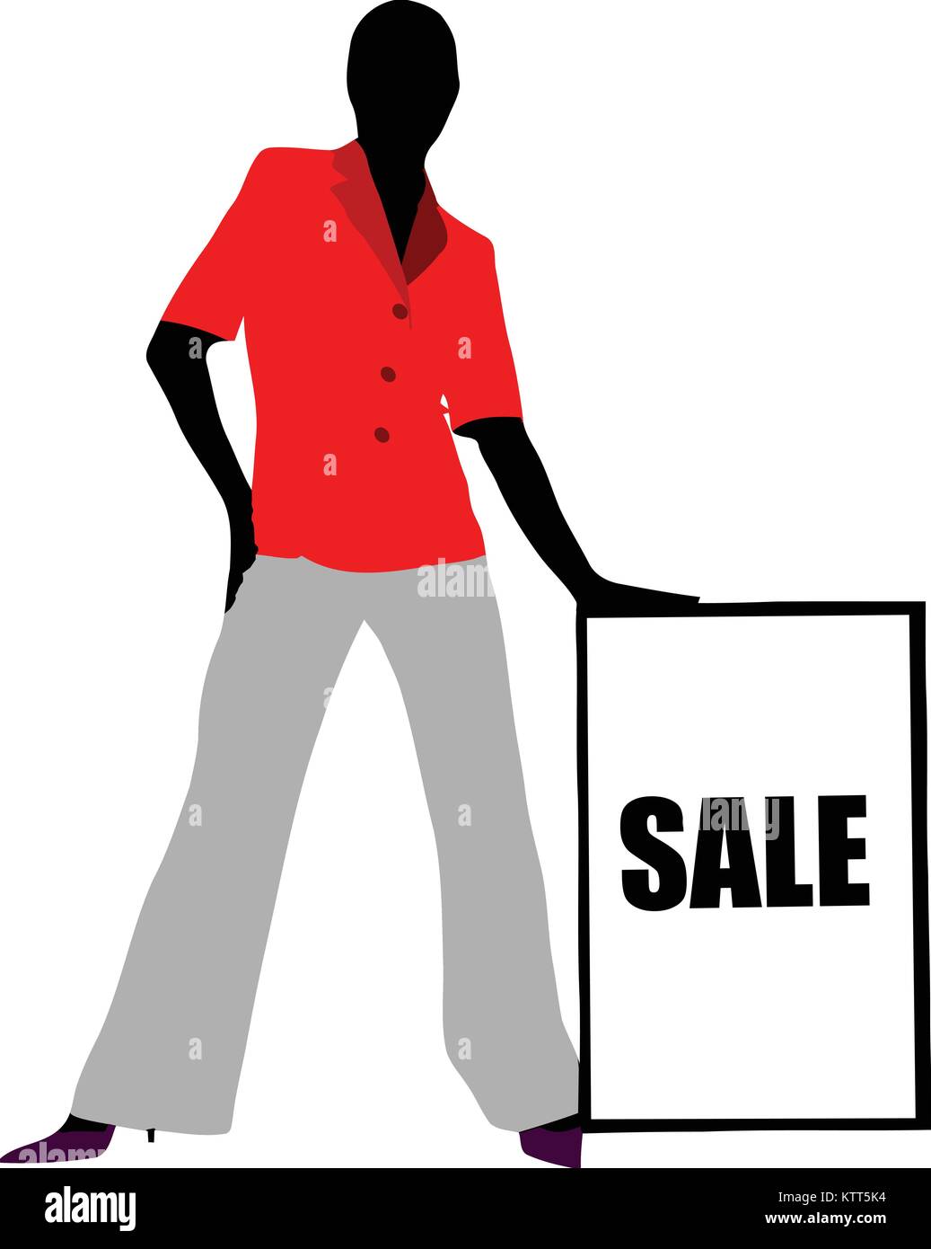 Girl with sale board. Vector illustration Stock Vector Image & Art - Alamy