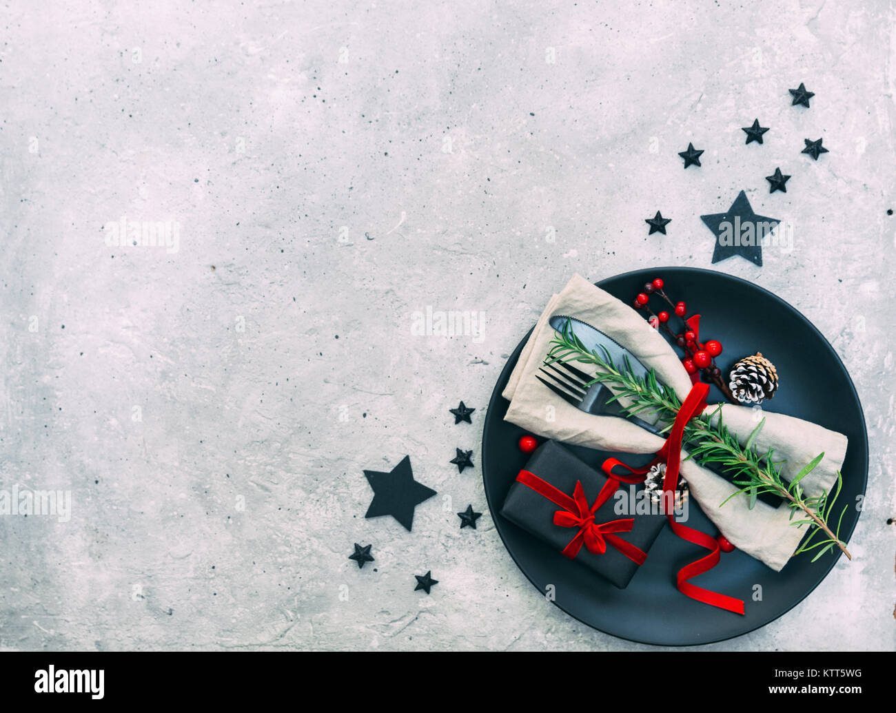 Festive Christmas place setting and decorations Stock Photo - Alamy