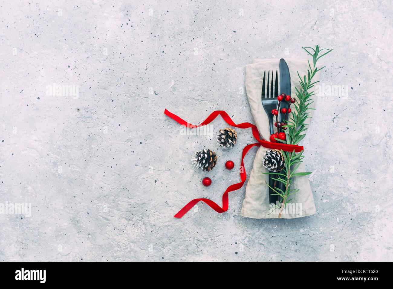 Festive Christmas place setting and decorations Stock Photo - Alamy
