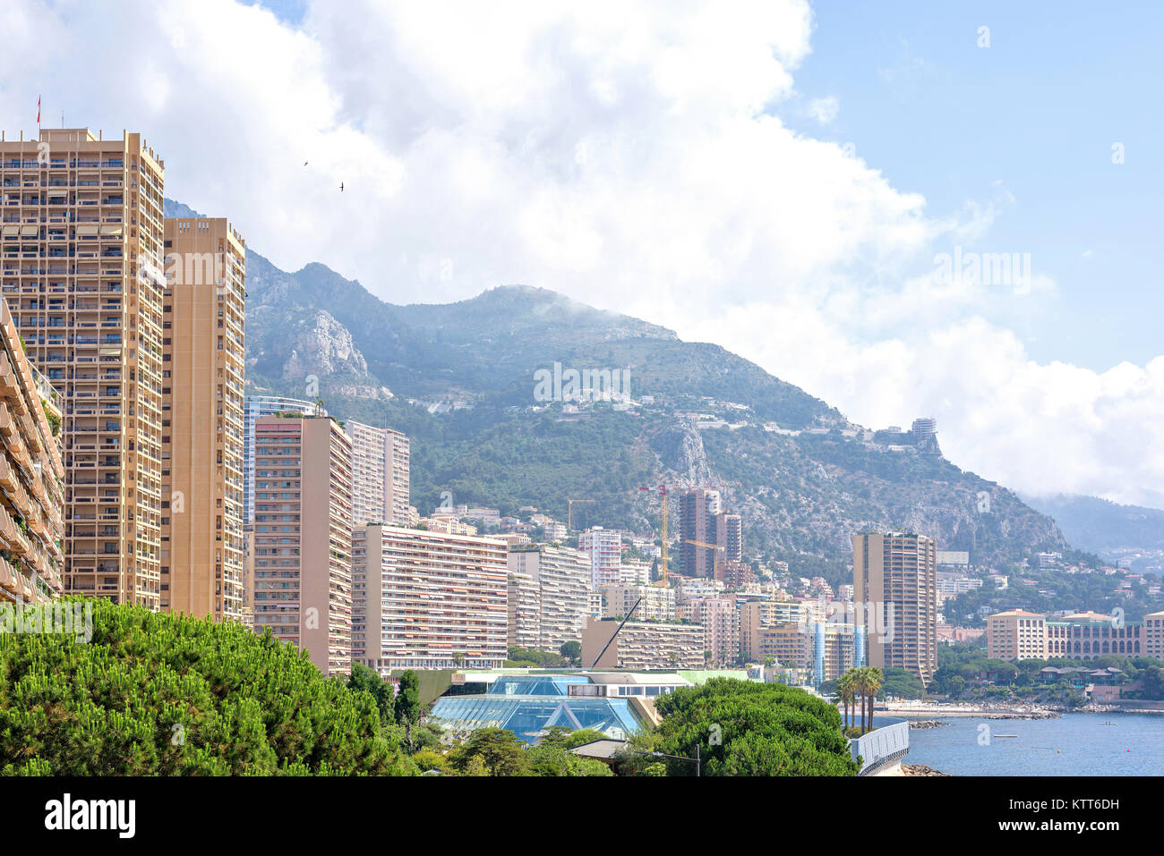 Beautiful daylight view to Monaco city big buildings and sea in France ...