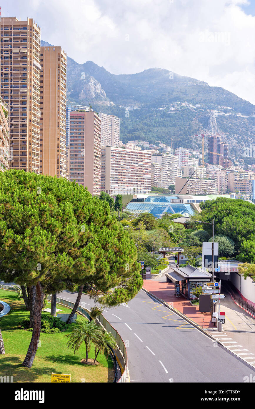 Beautiful daylight view to Monaco city big buildings and infrastructure ...