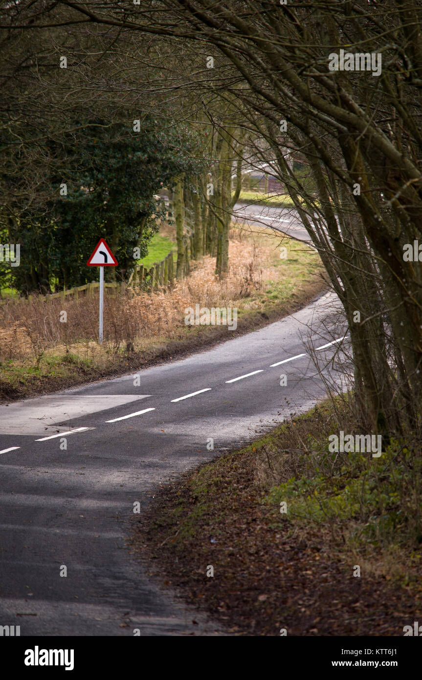 Bends in country road near Lambley, Northumberland Stock Photo - Alamy