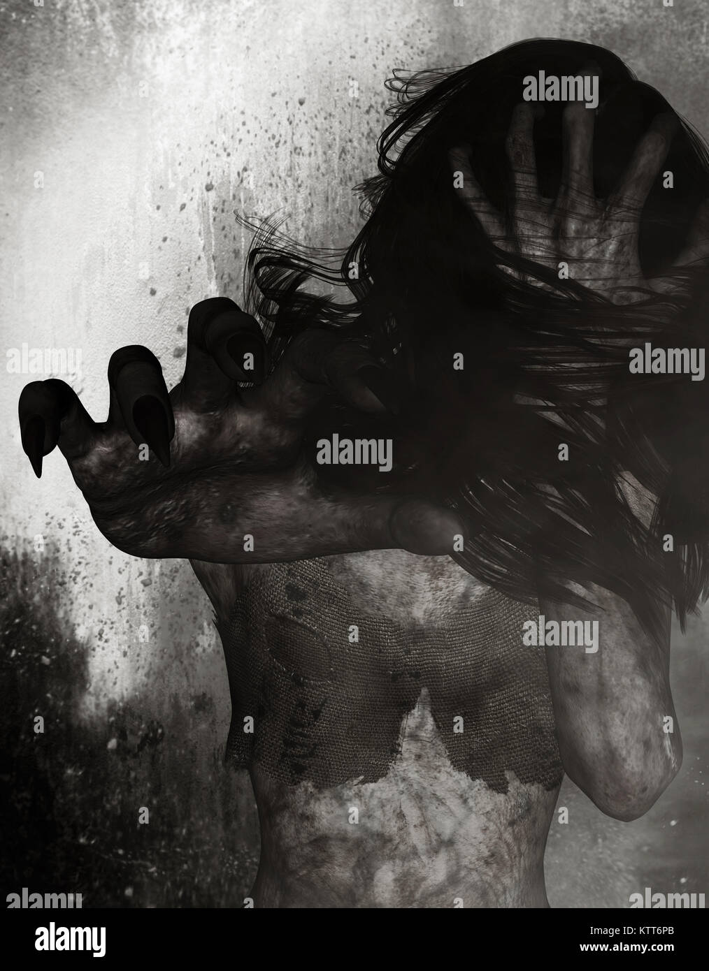 3d illustration of scary ghost in the dark,Horror background,mixed ...