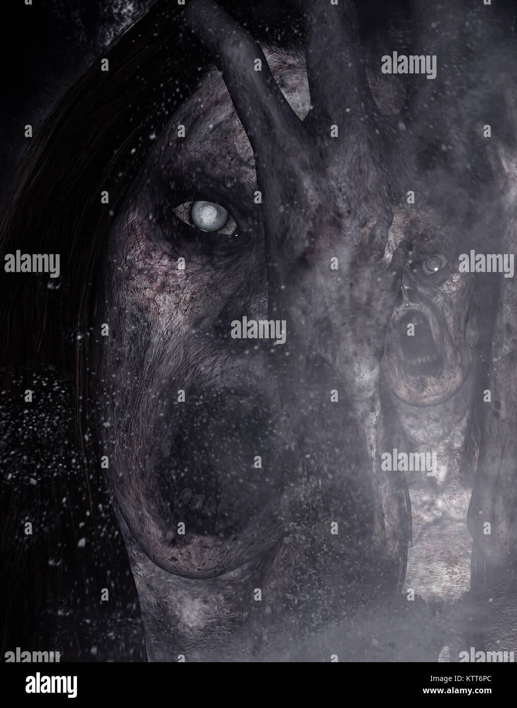 3d illustration of scary ghost in the dark,Horror background,mixed ...