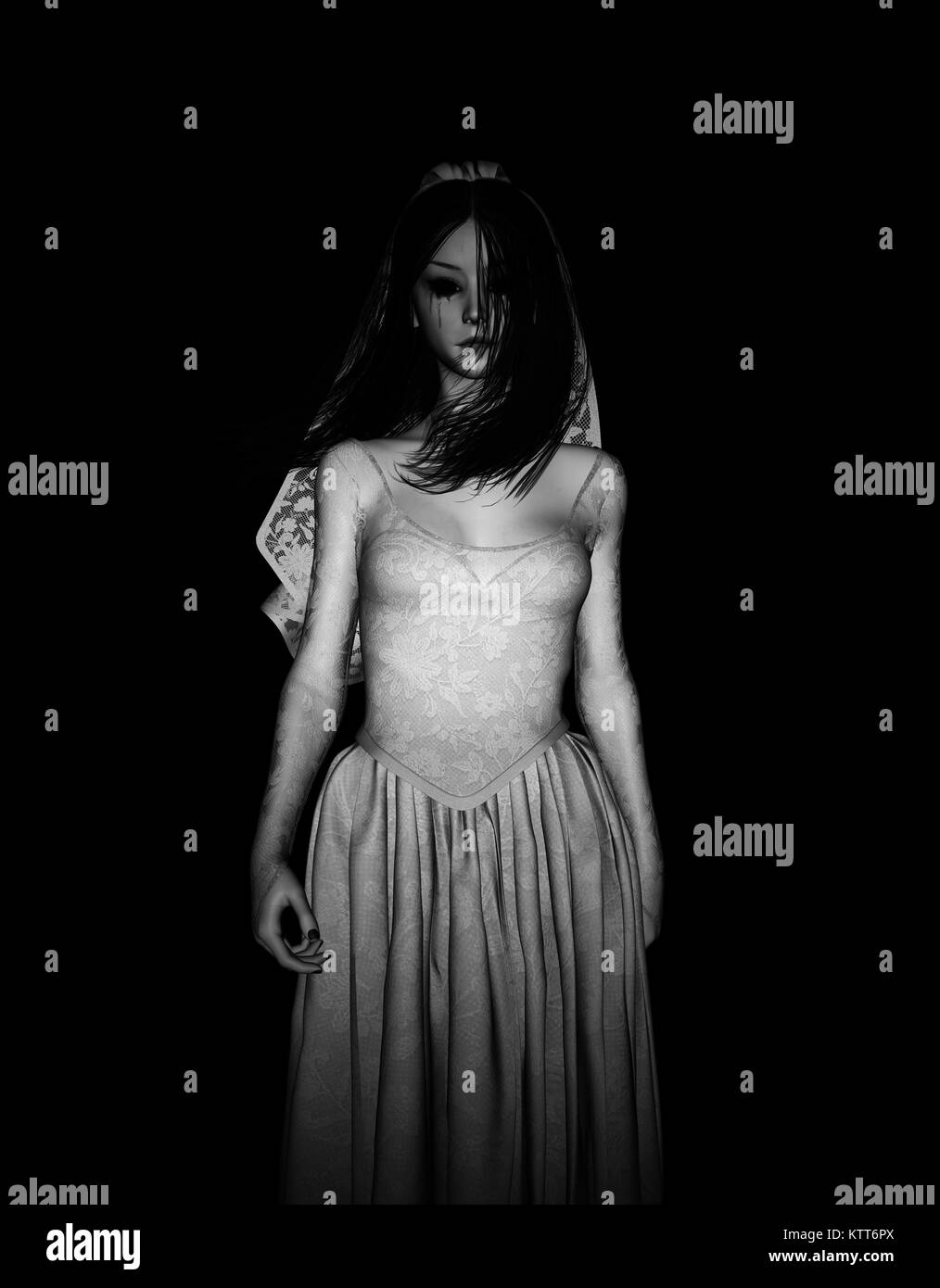 3d illustration of ghost bride in the dark,Horror background,mixed ...