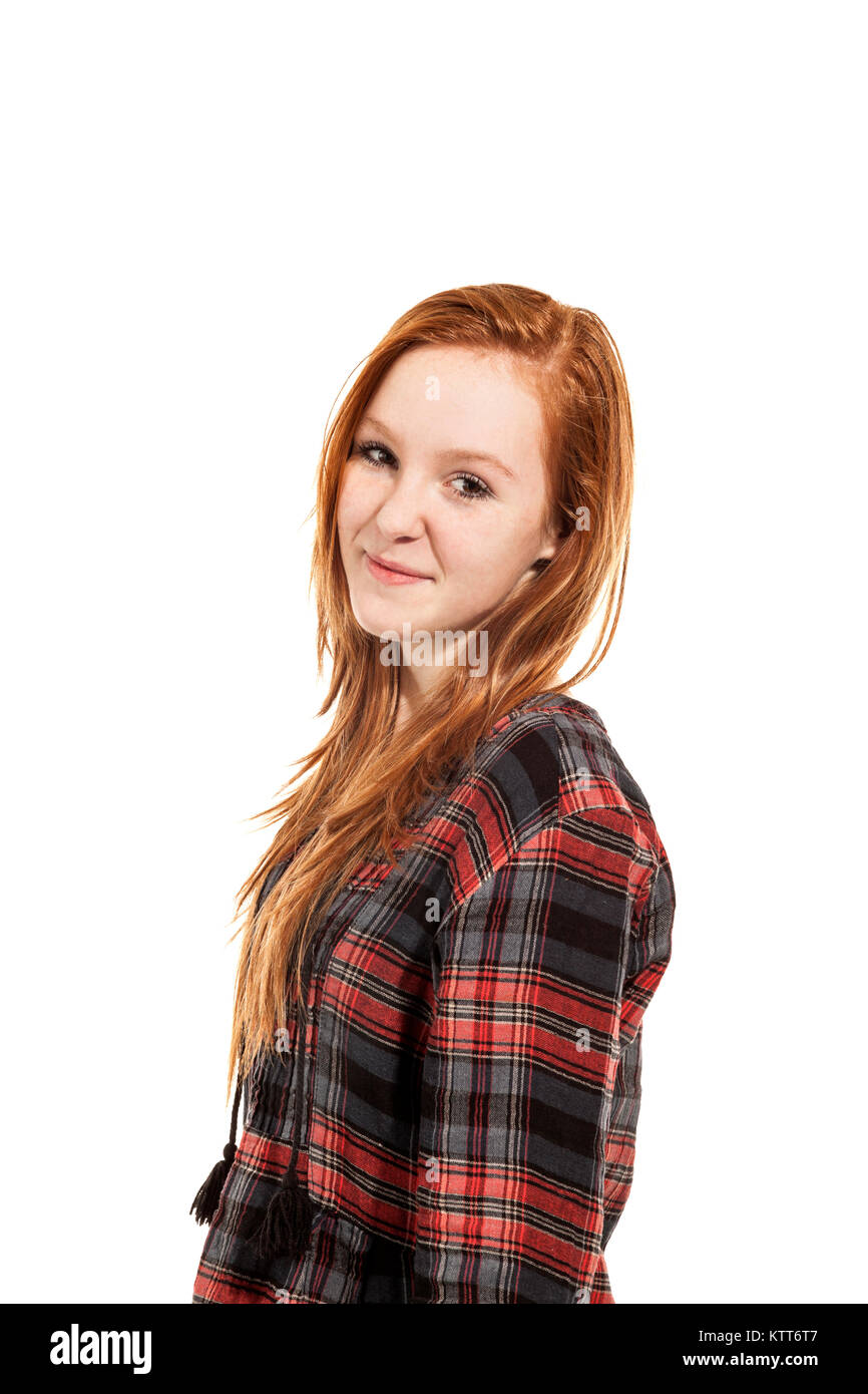 Cute young girl, isolated on white background Stock Photo - Alamy