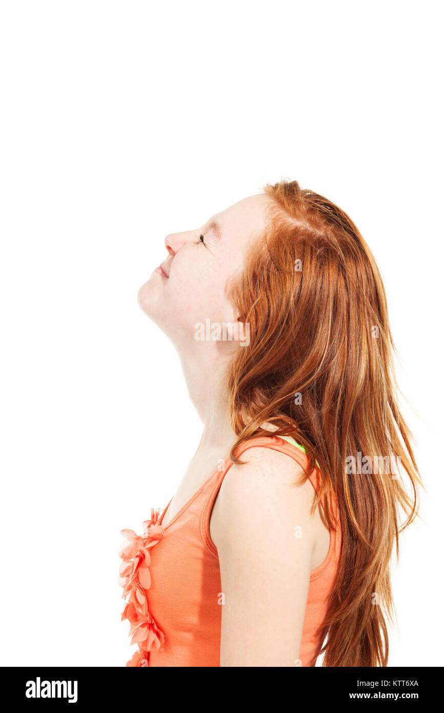 Cute young girl, isolated on white background Stock Photo - Alamy