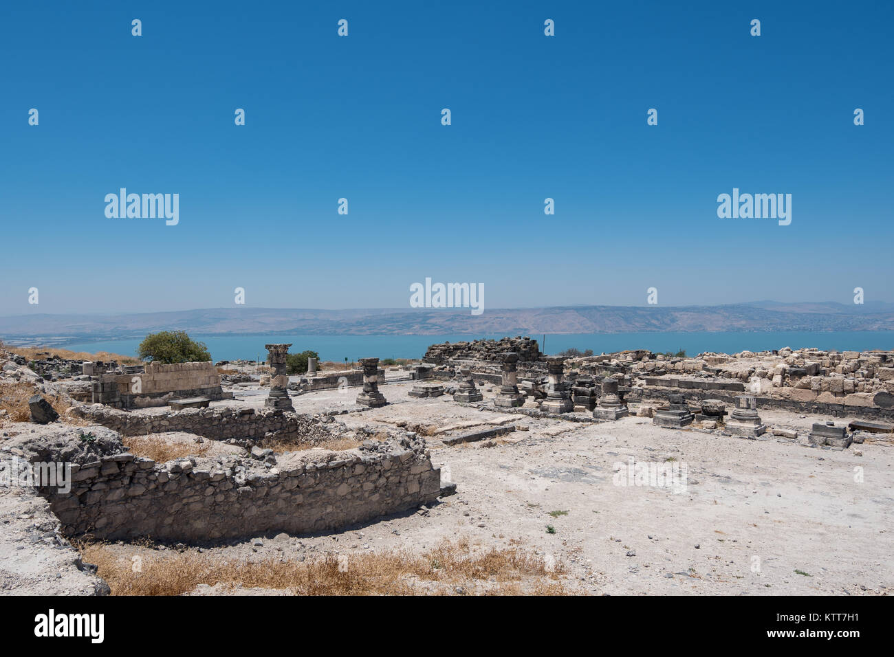 View of the basilica at the ancient site of Hippos-Sussita in Israel ...