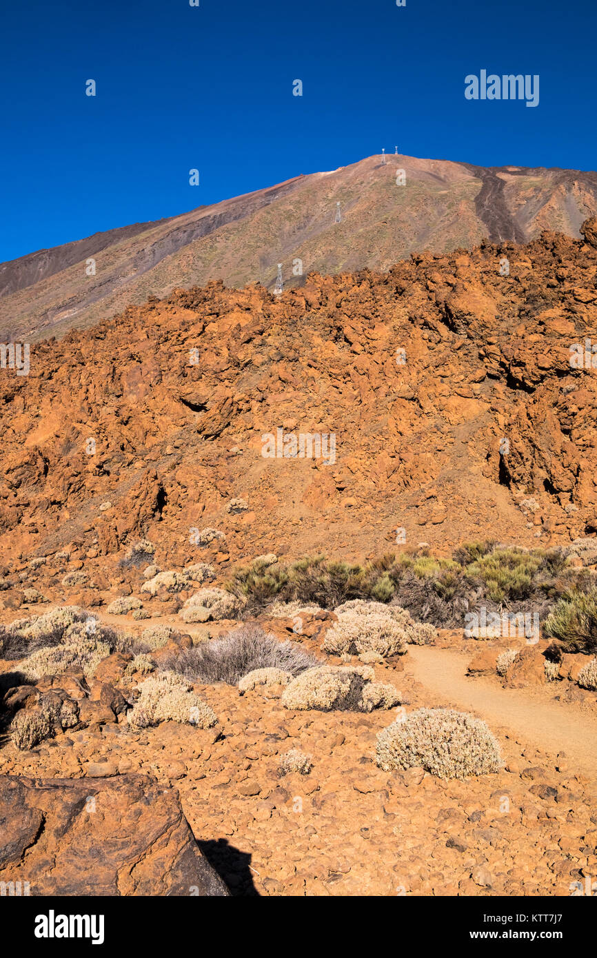 Volcanic rock formations at the base of mount Teide in the Las Canadas ...