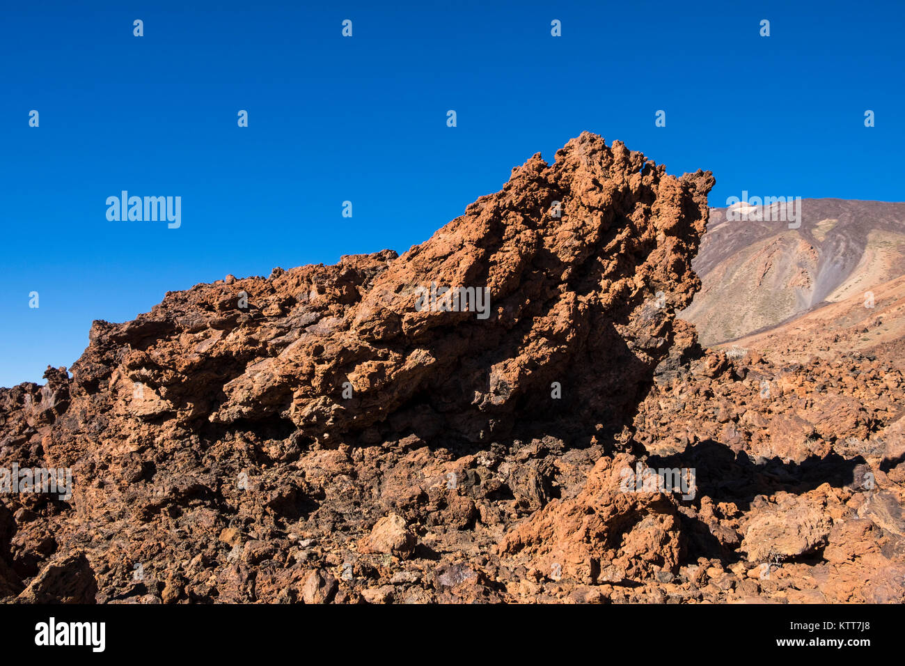 Volcanic rock formations at the base of mount Teide in the Las Canadas ...