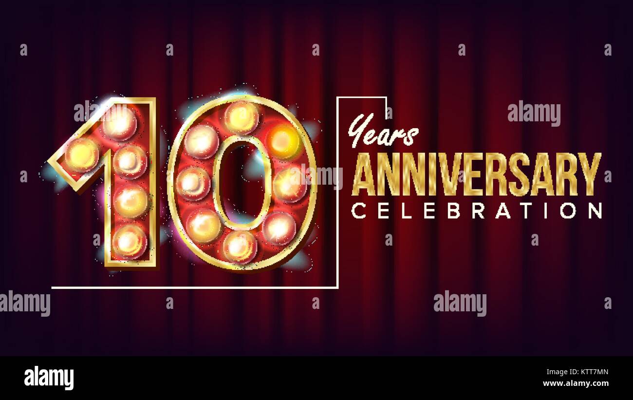 10 Years Anniversary Banner Vector. Ten, Tenth Celebration. Vintage ...
