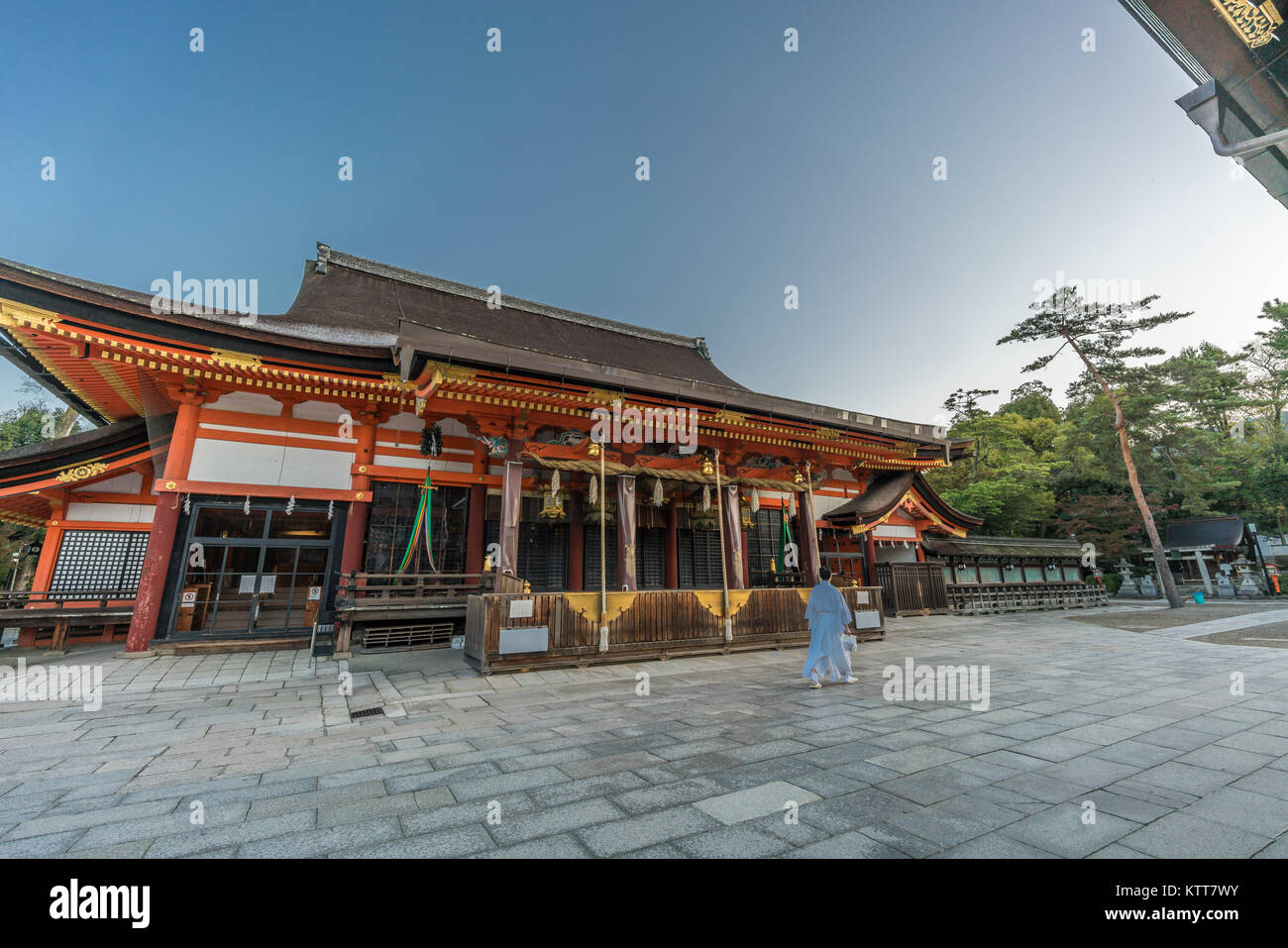 Buddhist priest walking at Honden (Main Hall) Japan important cultural ...