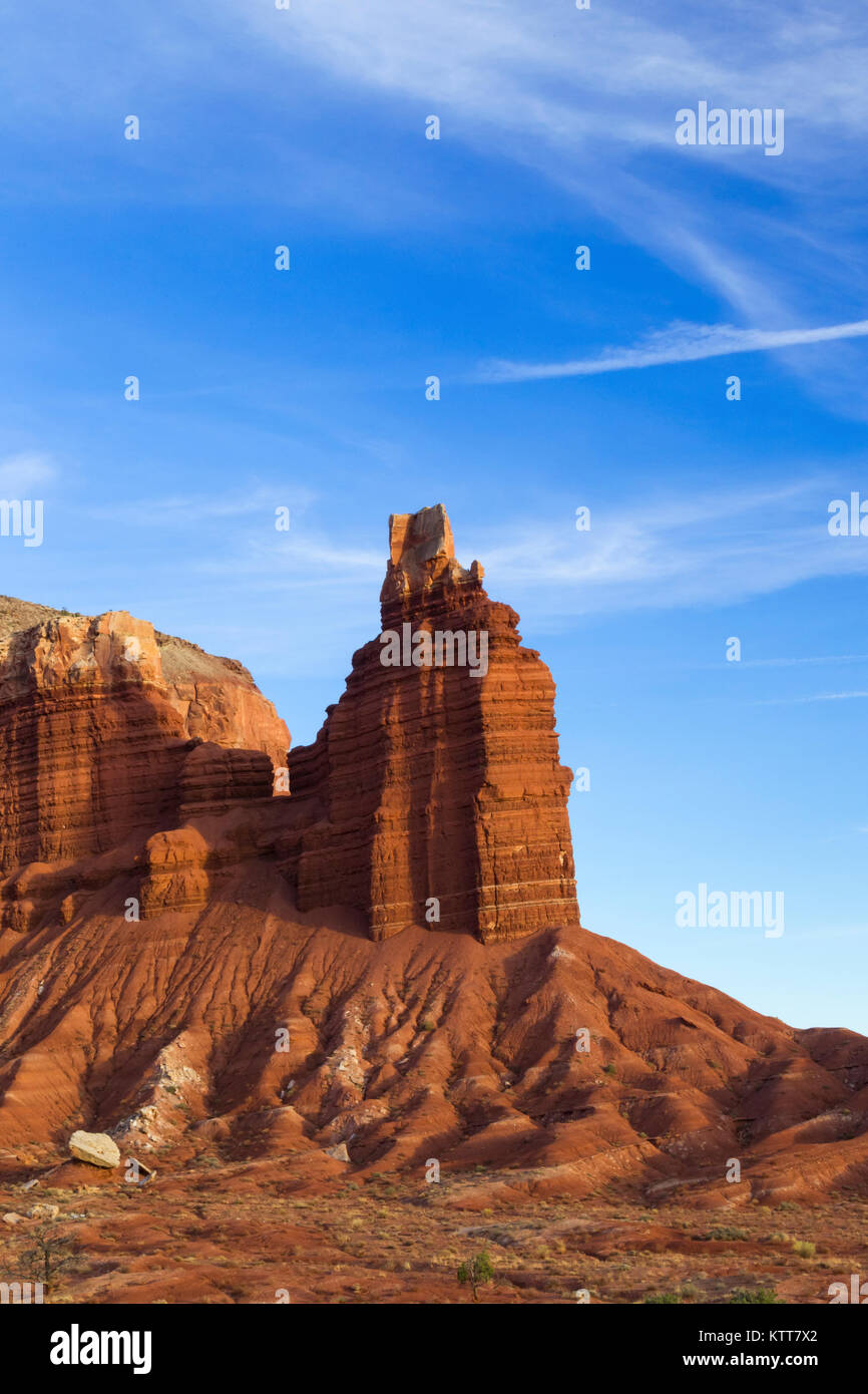 Chimney Rock rock formation in Capitol Reef National Park, Utah Stock ...