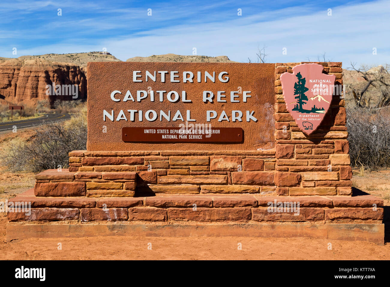 Capitol Reef NP Sign Stock Photo - Alamy