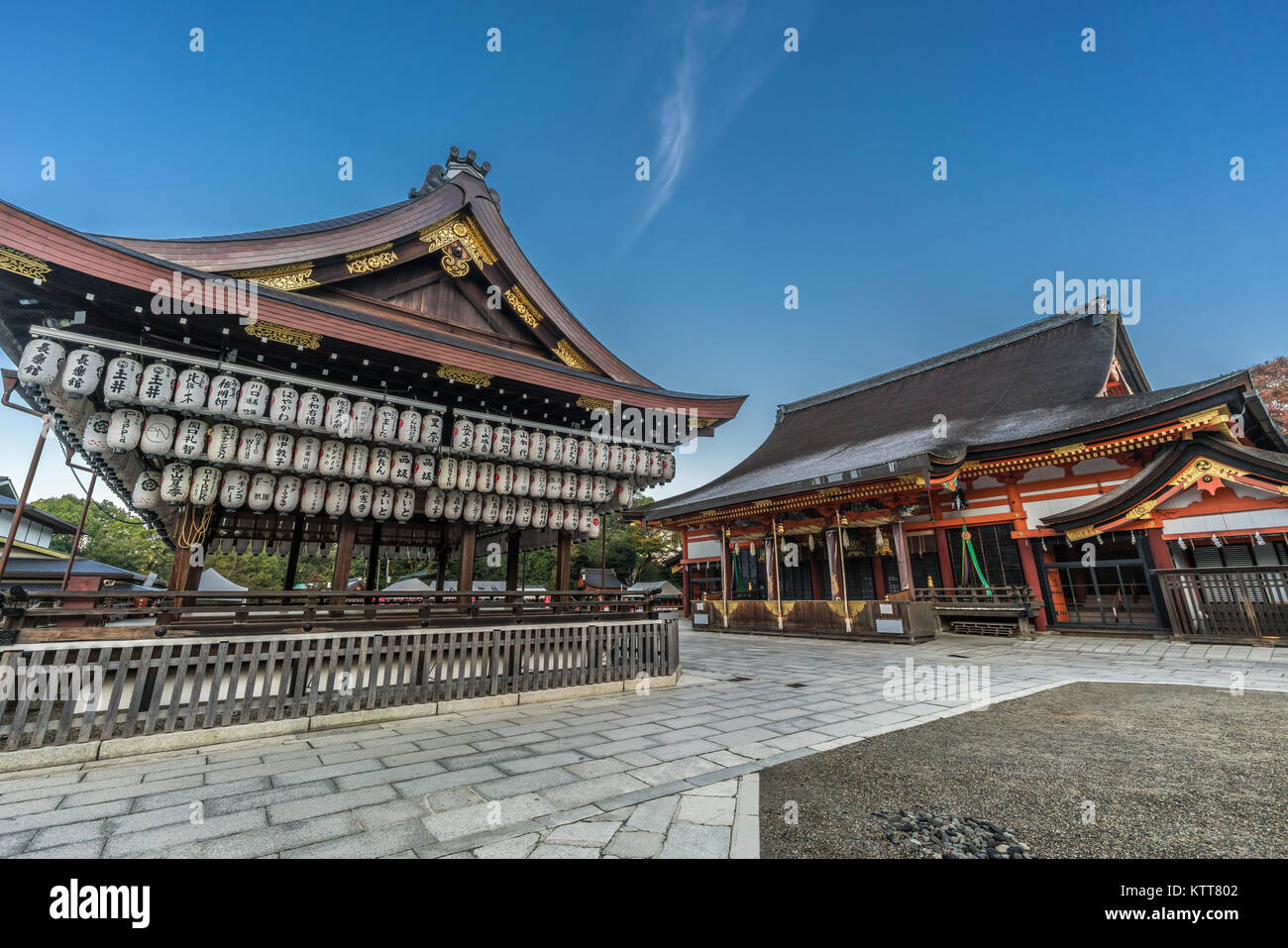 Honden (Main Hall) and Maidono (Dance Hall) with hanging Lanterns ...