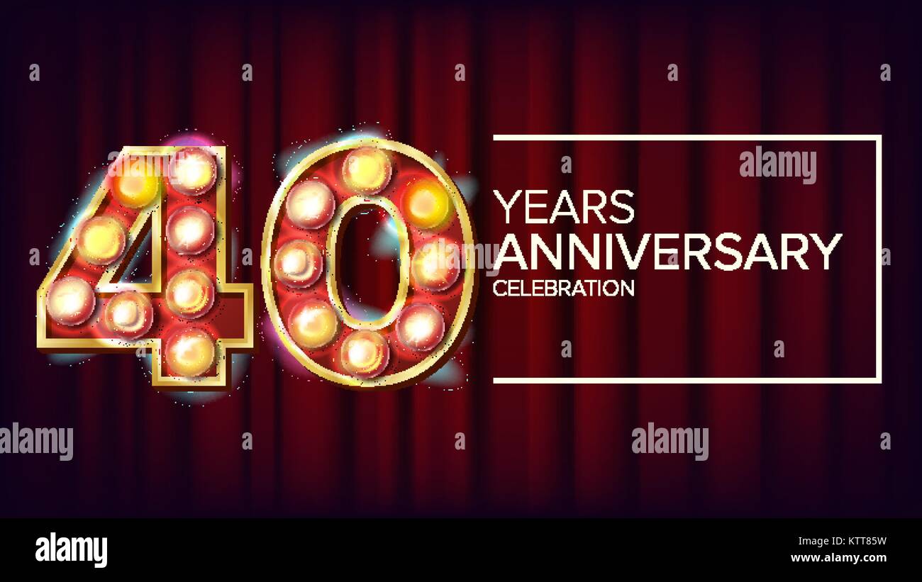 40 Years Anniversary Banner Vector. Forty, Fortieth Celebration ...