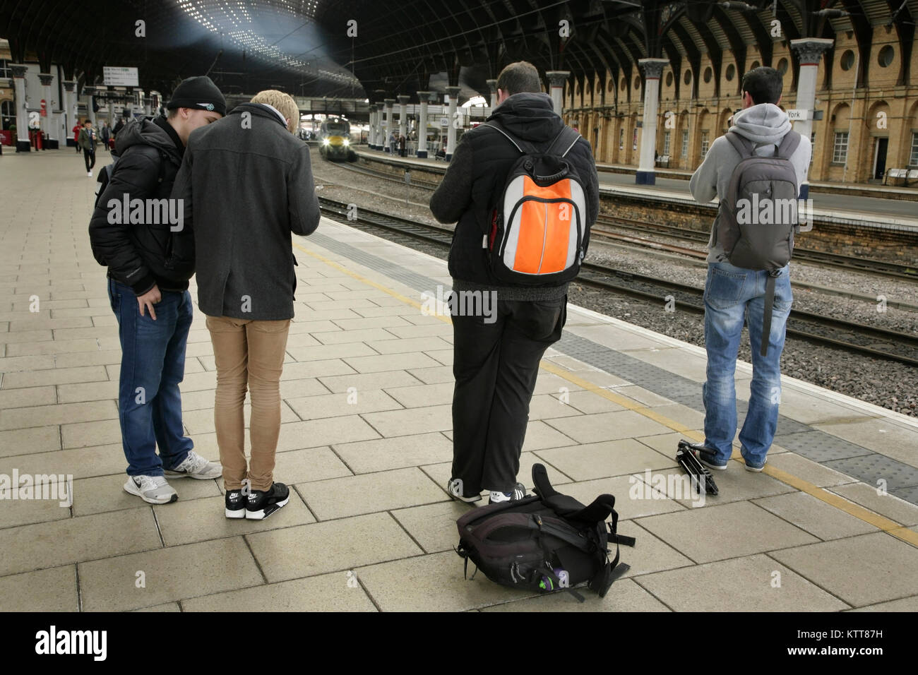 Rail enthusiasts at York station, UK Stock Photo - Alamy
