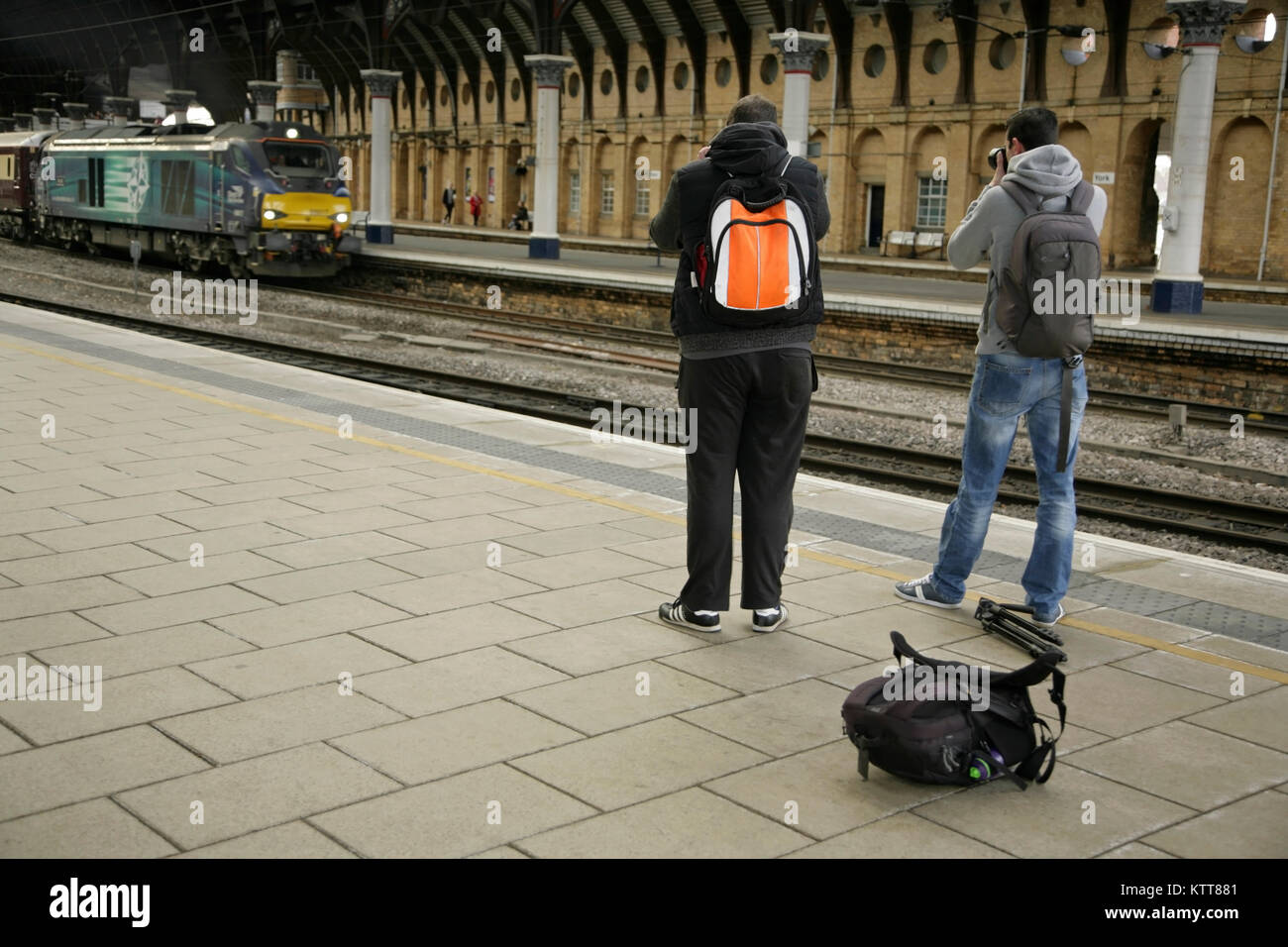 Rail enthusiasts at York station, UK Stock Photo - Alamy