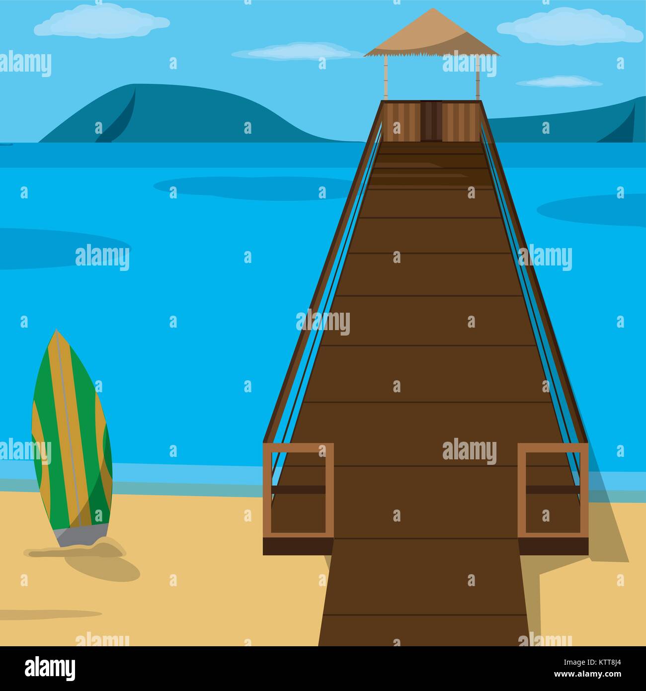 Beach with dock design Stock Vector Image & Art - Alamy