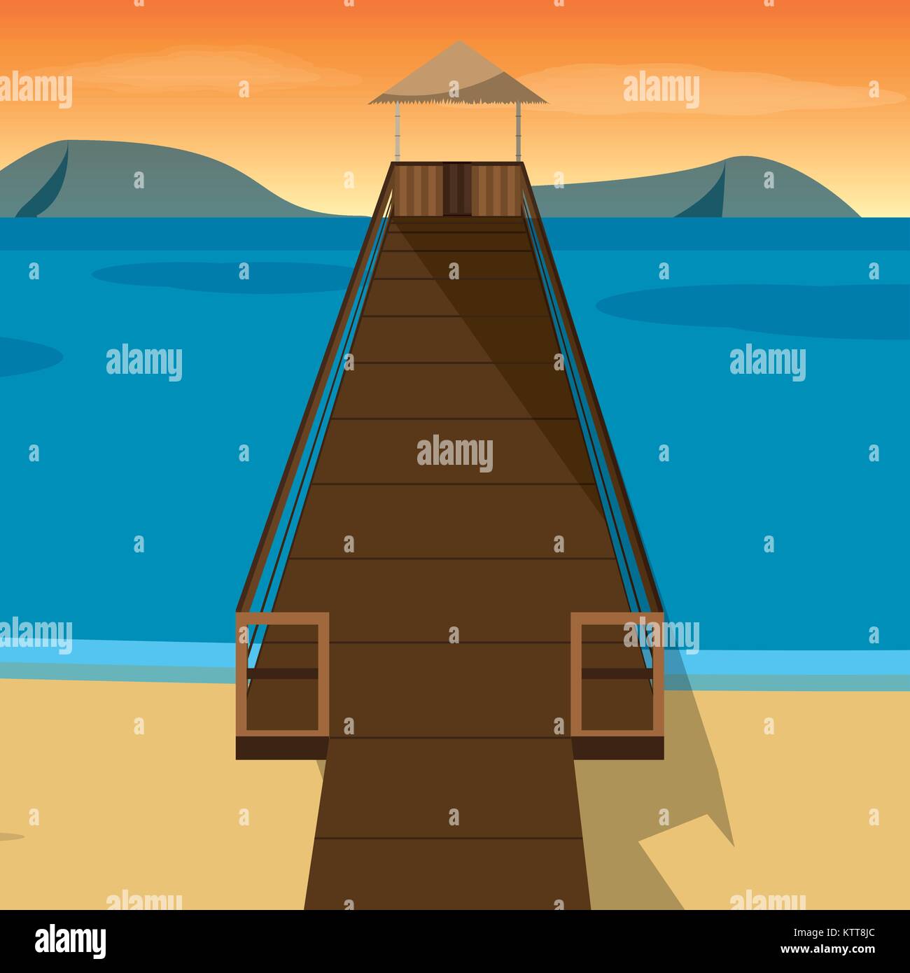 Beach with dock design Stock Vector Image & Art - Alamy