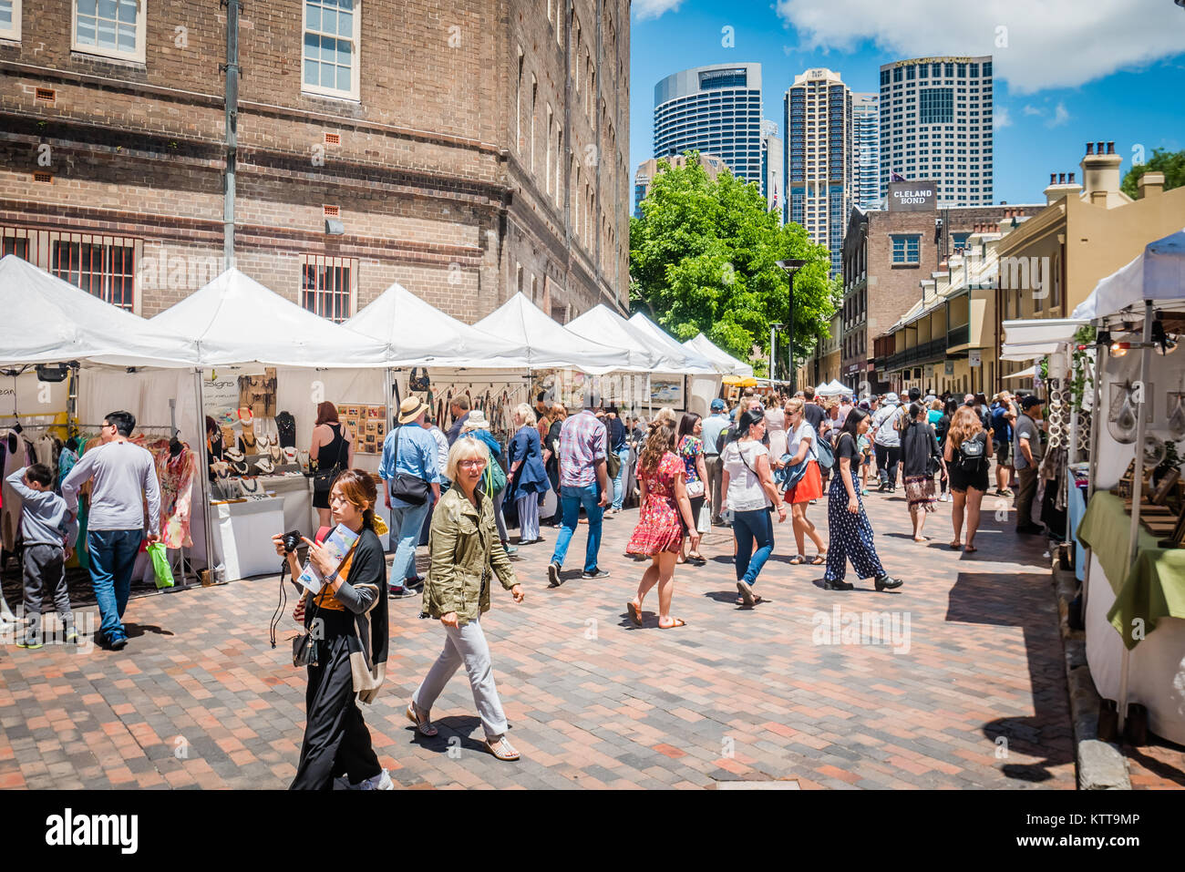 sydney the rocks weekend outdoor market Stock Photo - Alamy