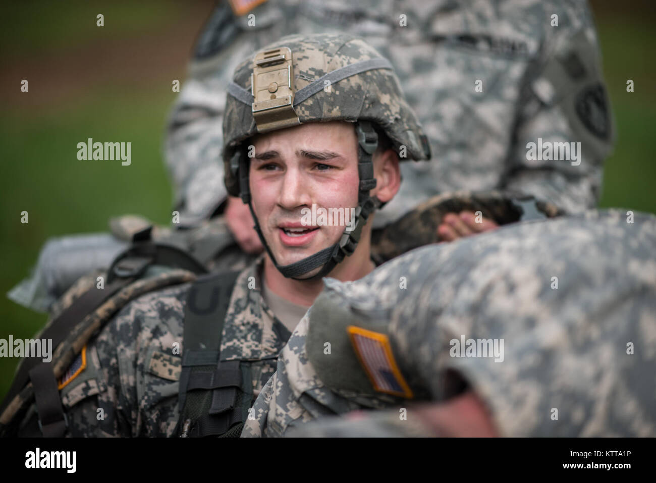 Maine Army National Guard Soldier Sergeant Jared Smith drops his gear ...