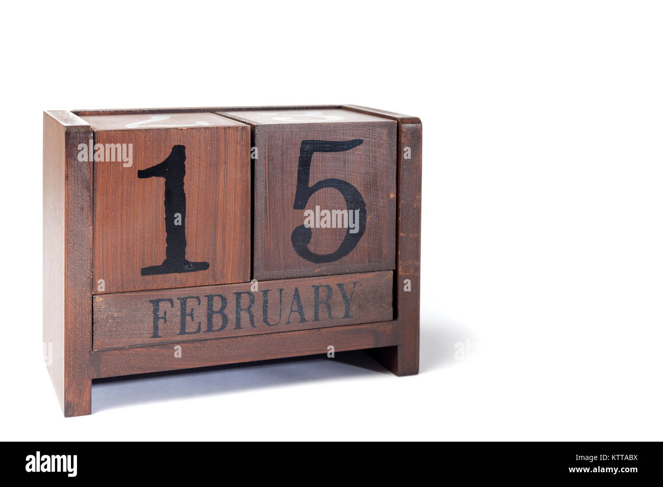 Wooden Perpetual Calendar set to February 15th Stock Photo - Alamy