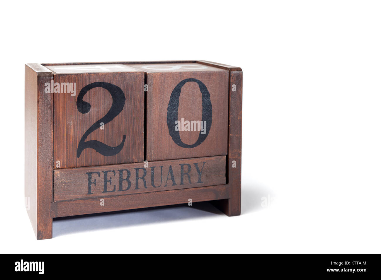 Wooden Perpetual Calendar set to February 20th Stock Photo - Alamy