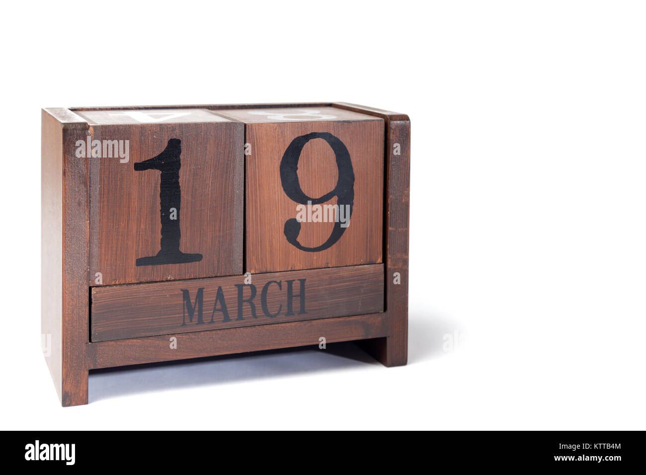 Wooden Perpetual Calendar set to March 19th Stock Photo - Alamy
