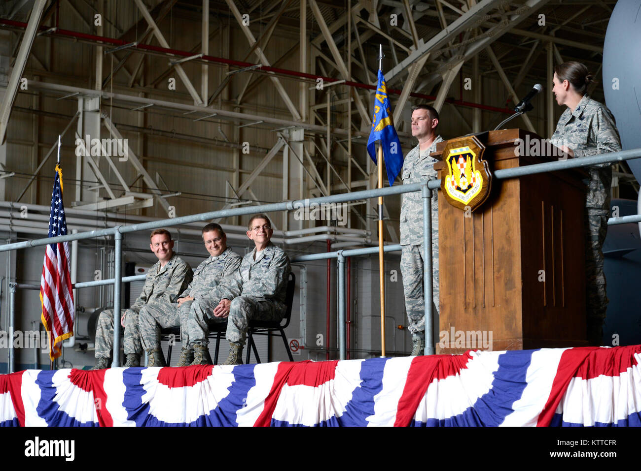 Col. Denise Donnell, vice commander of the 105th Airlift Wing, speaks ...